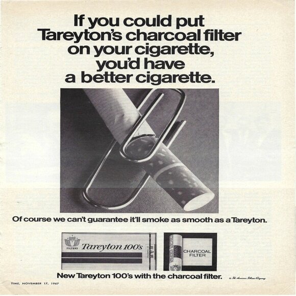Tareyton | Art | 967 Tareyton 10s Charcoal Filter Cigarettes Vintage ...